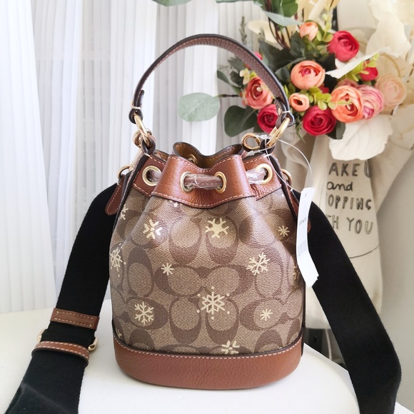 Coach | Bags | New Coach Dempsey Drawstring Mini Bucket Bag 5 In ...